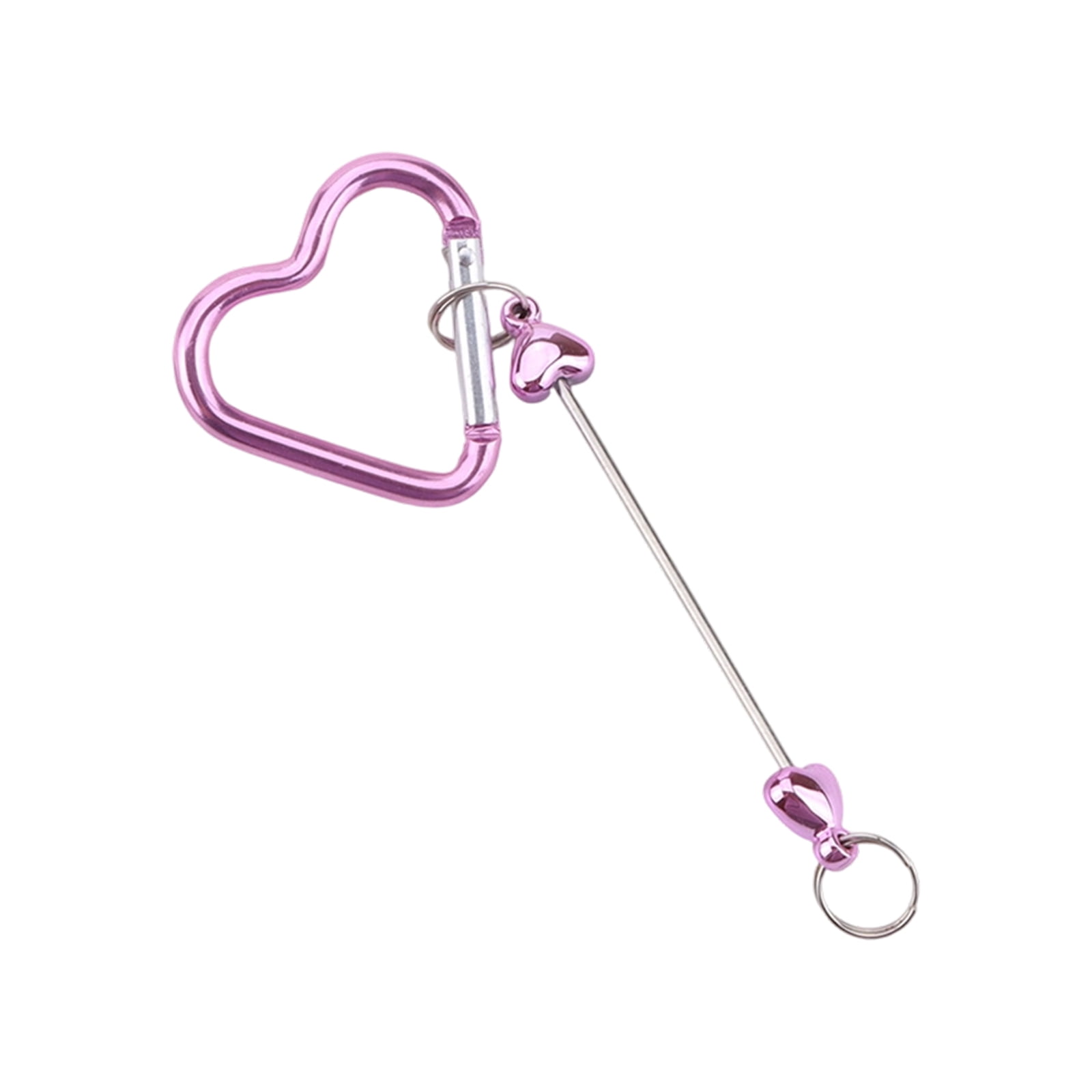 Beadable Keychain Colorful Heart Shaped Blank Bar with Snap Hook for ...
