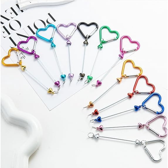 Beadable Keychain Colorful Triangle Shaped Blank Bar with Snap Hook for ...