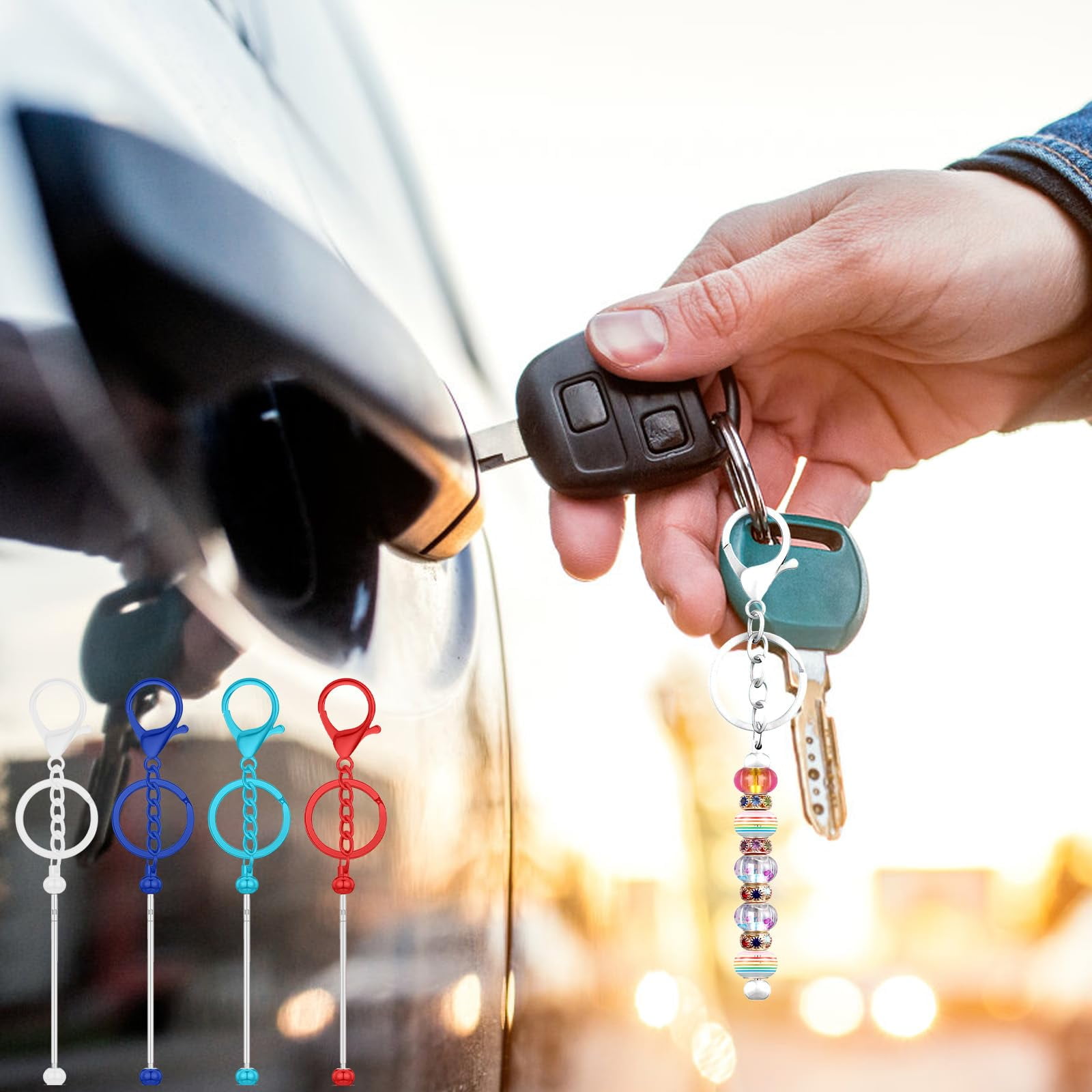 Beadable Keychains Bars, Metal Beadable Keychain Blank Making Supplies ...