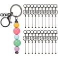 Beadable Keychains, Metal DIY Beaded Keychain Making Kit with Key Rings ...