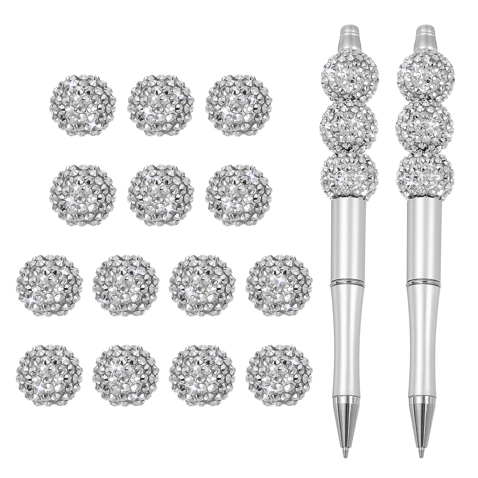 Beadable Pens, 2Pcs Black Ink Plastic Bead Pen Creative DIY Ballpoint ...