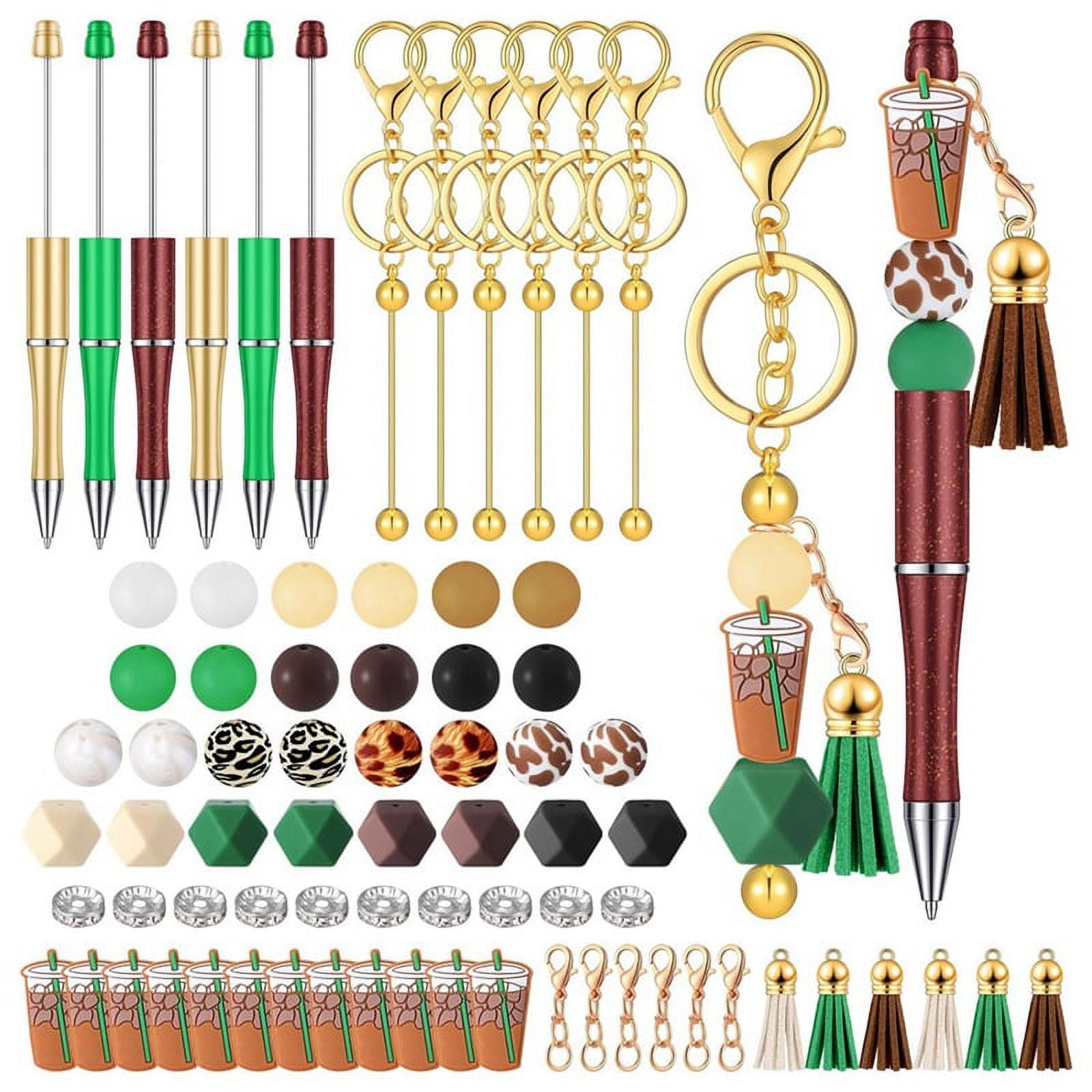 Beadable Pens and Beadable Keychain Bars with Colorful Beads Assorted ...
