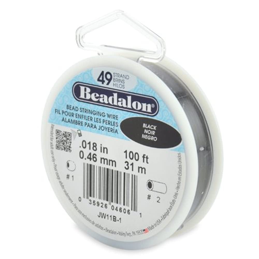 Beadalon 49-Strand 0.018" (0.46 mm) 100 ft (30.5 m) Black Bead ...