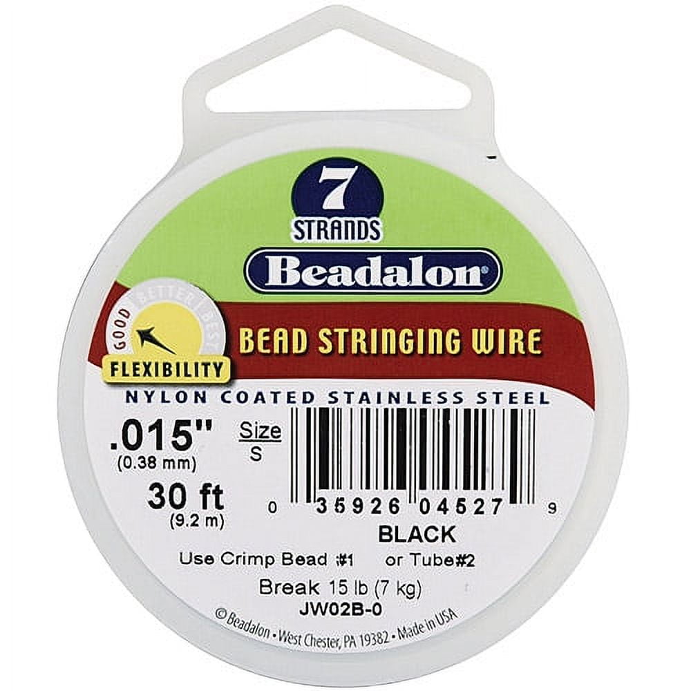 Beadalon 7 Strand Bead Stringing Wire, Standard Colors, Black .38mm ...