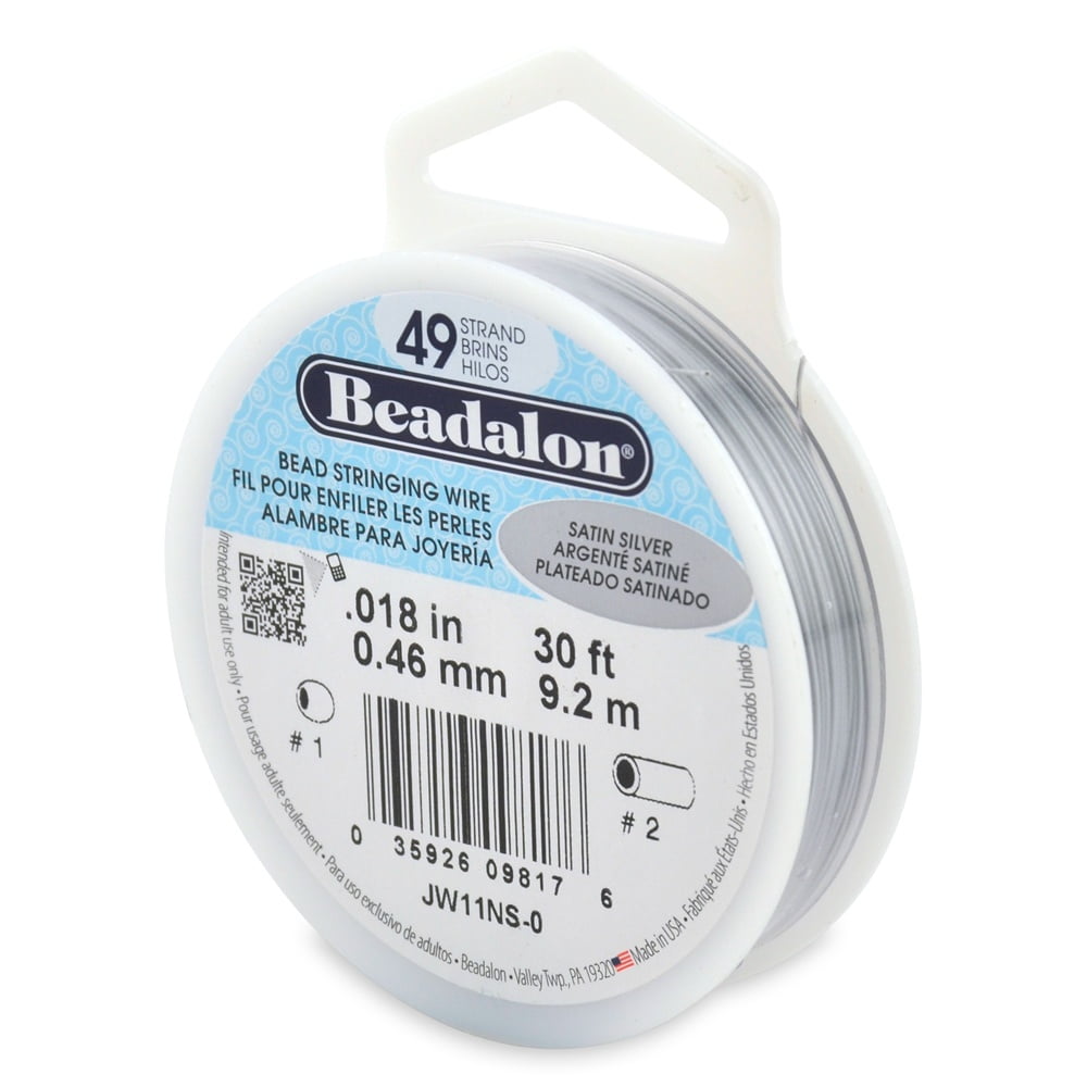 Beadalon Stringing Wire 49-Strand .018"X30'-Satin Silver - Walmart.com