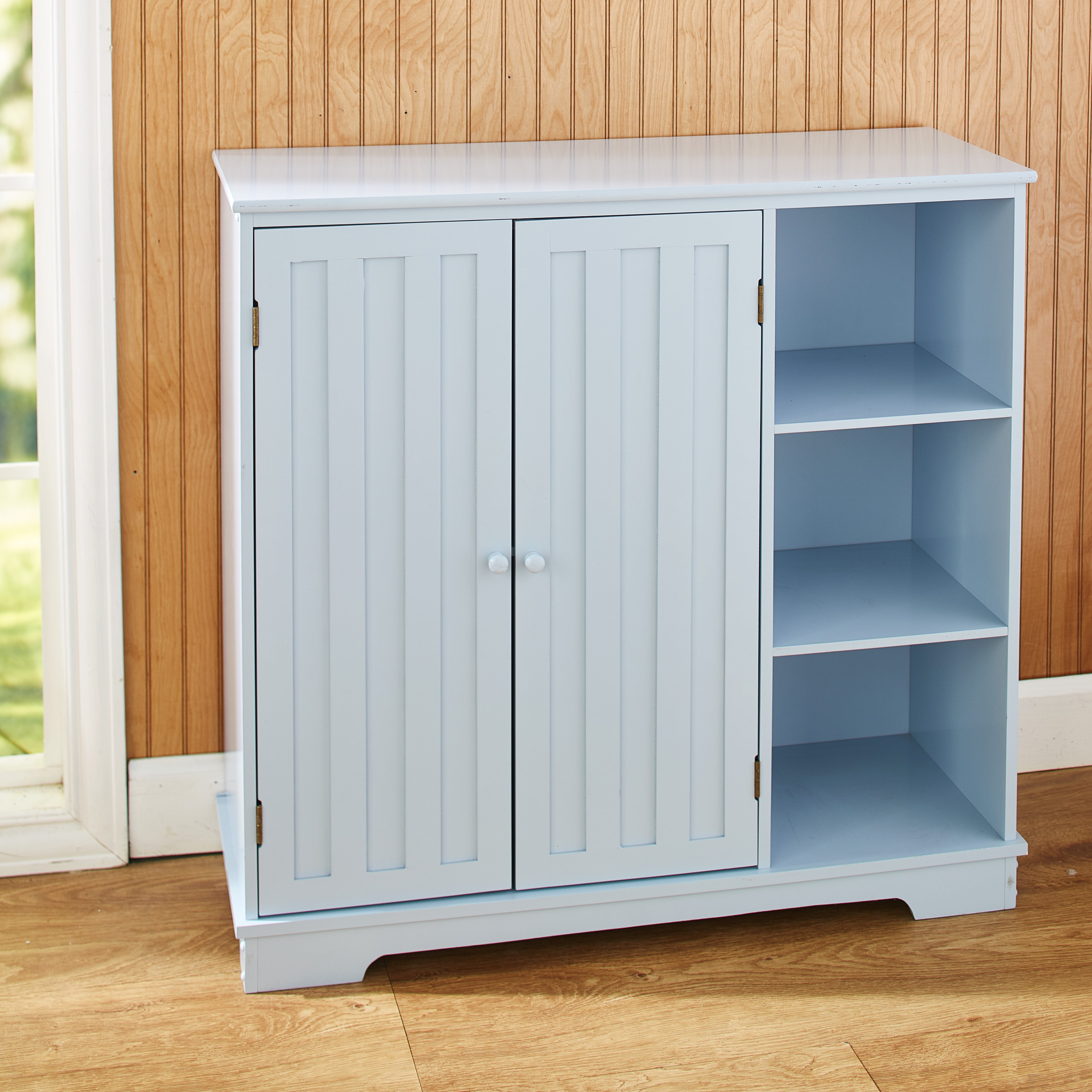 Beadboard Buffet Cabinet - Sideboard with Storage - Light Blue ...