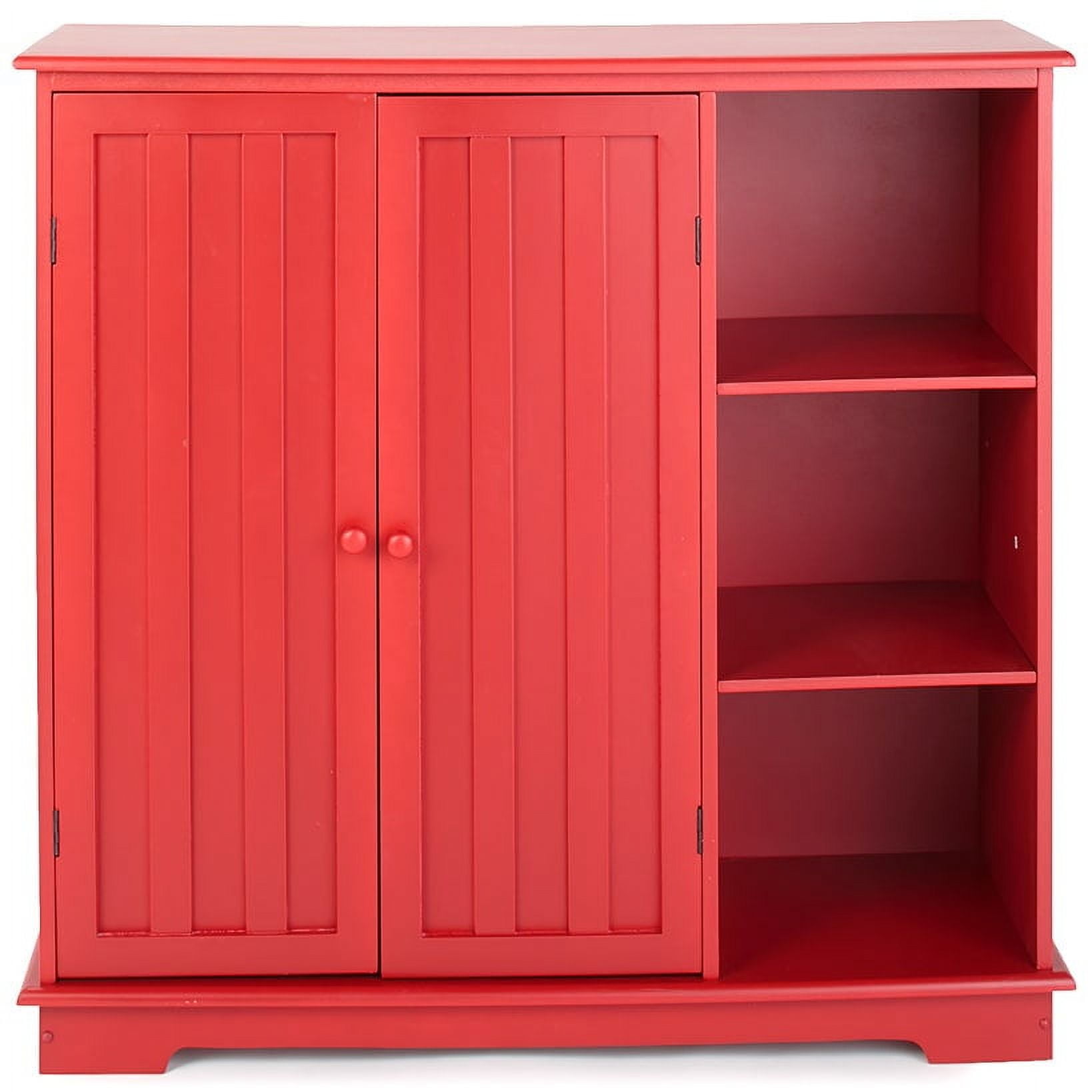 Beadboard Wooden Storage Cabinets or Baskets - Barn Red Storage Unit ...