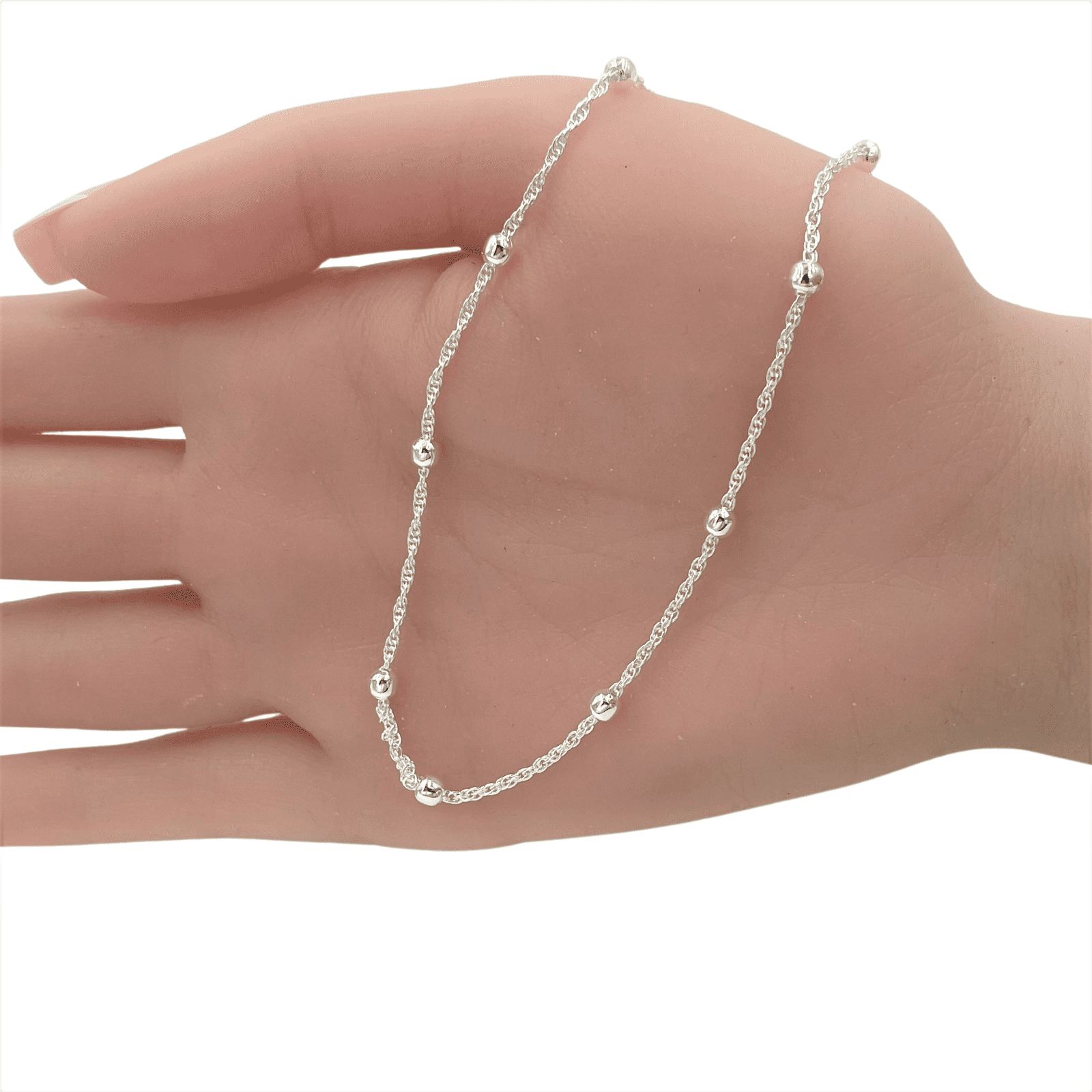 Beaded 1mm 30 Inch Chain Necklace Sterling Silver - Walmart.com