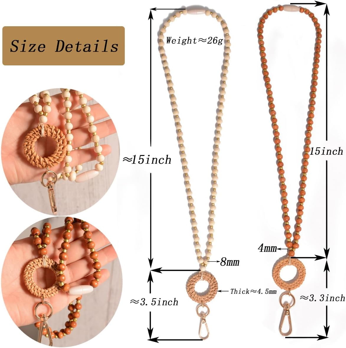 Beaded Badge Lanyards For Id Badges Boho Wood Breakaway Badge Lanyards ...