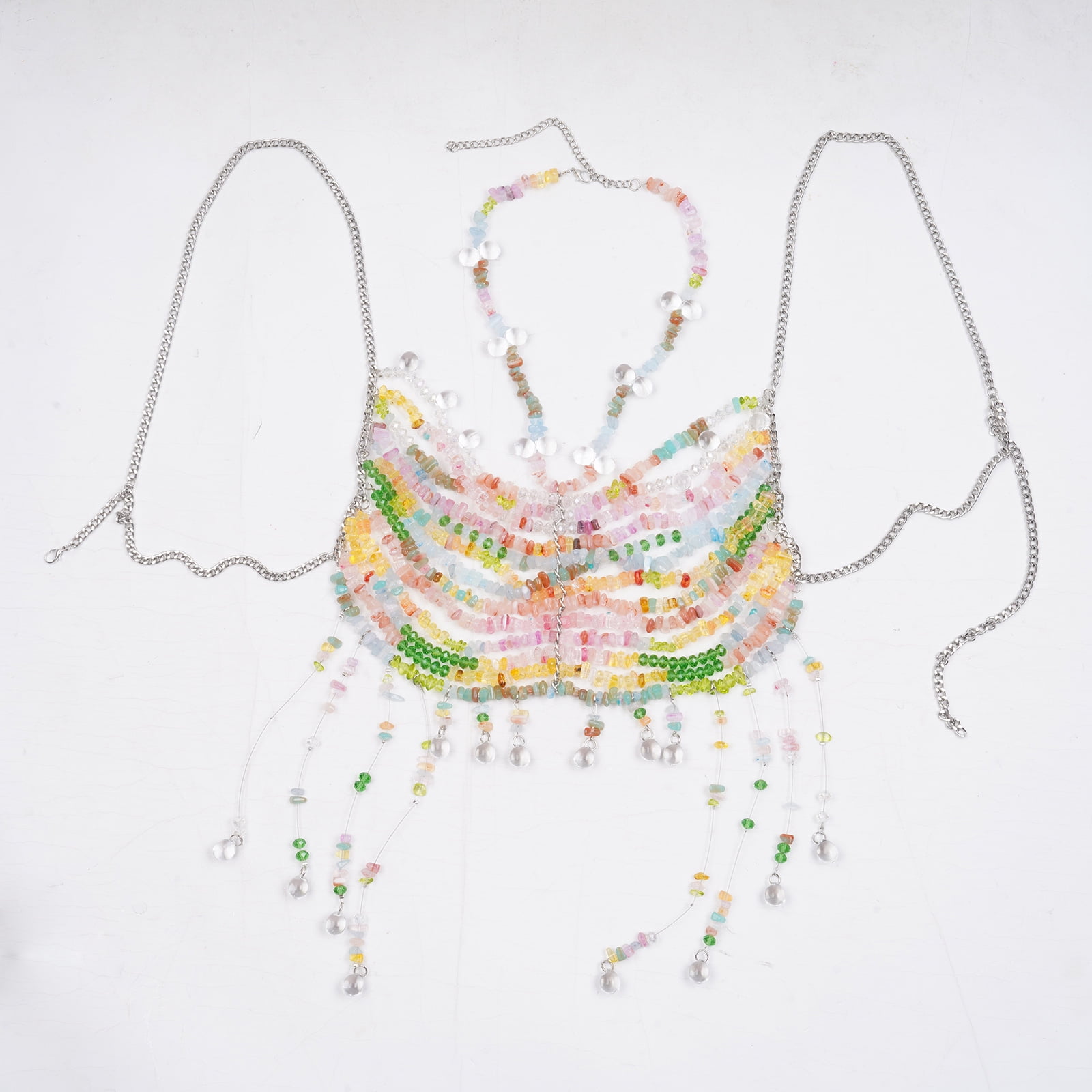 Beaded Body Chain Bra Multilayer Body Chain Harness Body Jewelry ...