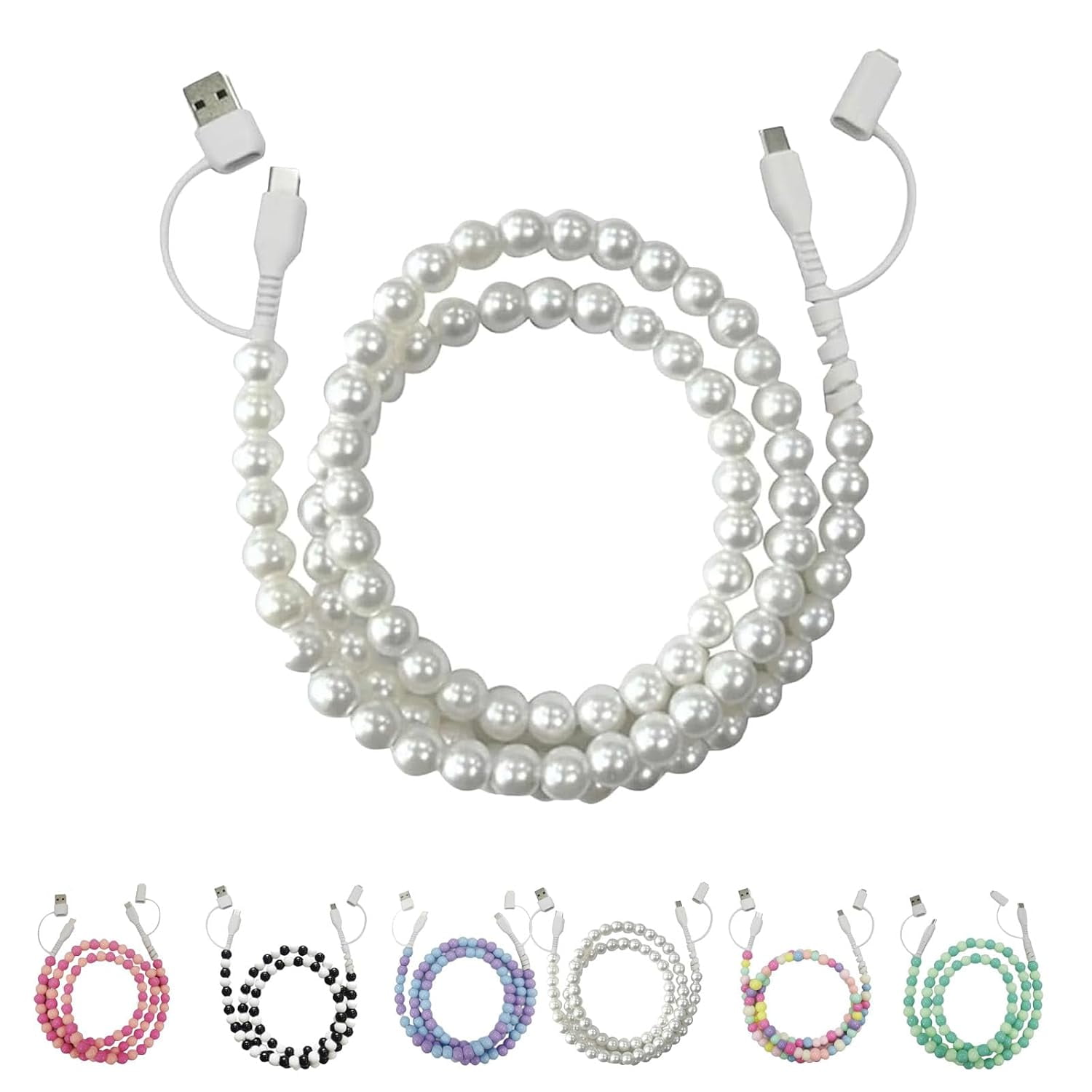 Beaded Charging Cord, Biographyn/Rightfavour 4-in-1 Beaded Charging ...