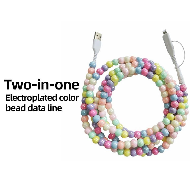 Beaded Charging Cords - Fit for all device USBC & Lightening 4-in-1 USB ...