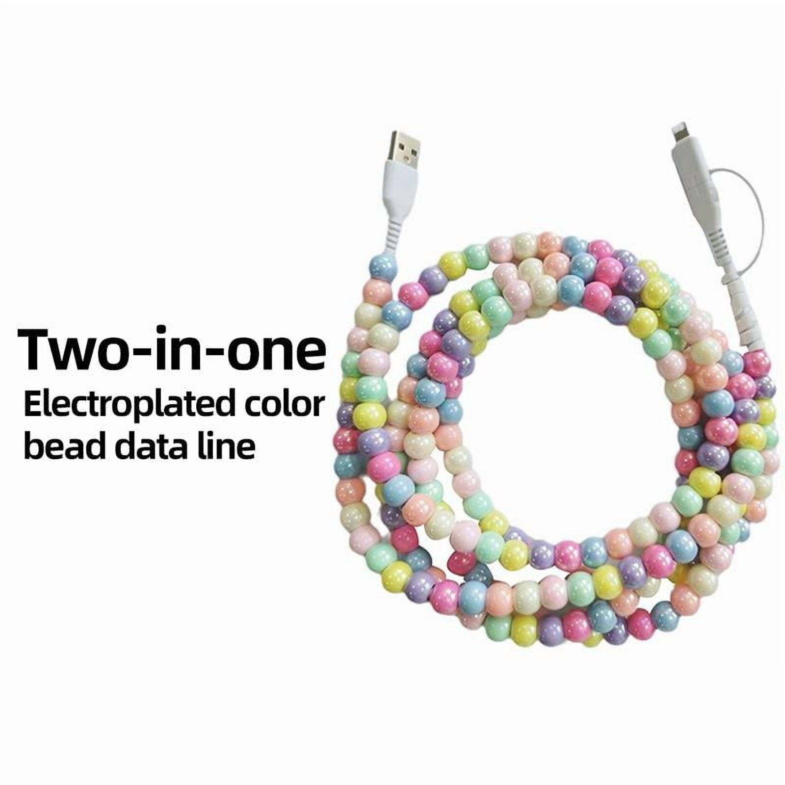 Beaded Charging Cords - Fit for all device USBC & Lightening 4-in-1 USB ...