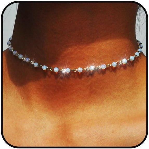 Beaded Choker Necklace Dainty Opal Birthstone Chokers Necklaces Jewelry ...