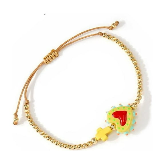 Beaded Crucifix Heart Designs Bracelet Lightweight Alloy Chain ...