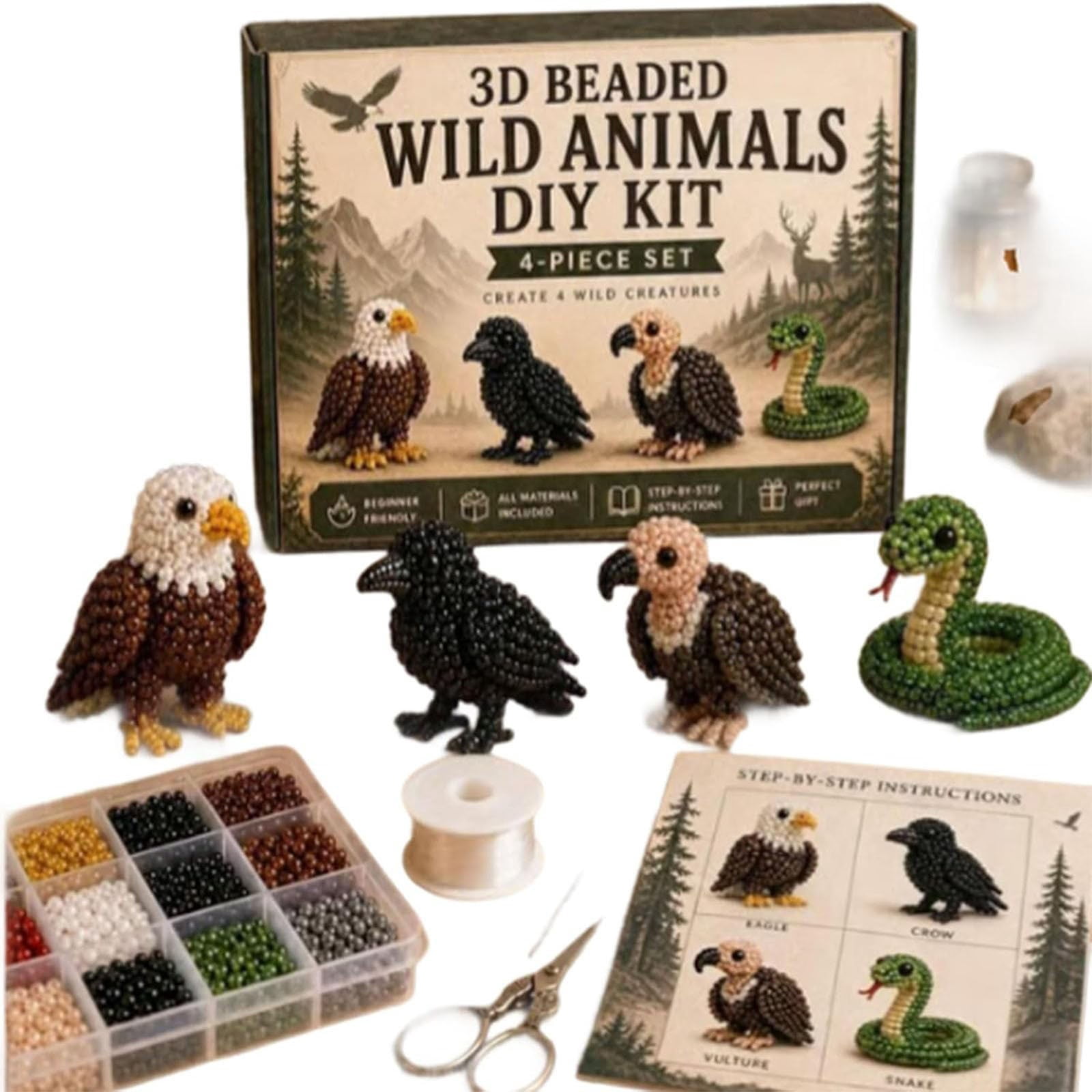 Beaded DIY Craft Kit Adults Cute Animal Beads Set Stress Relief Decor,E ...