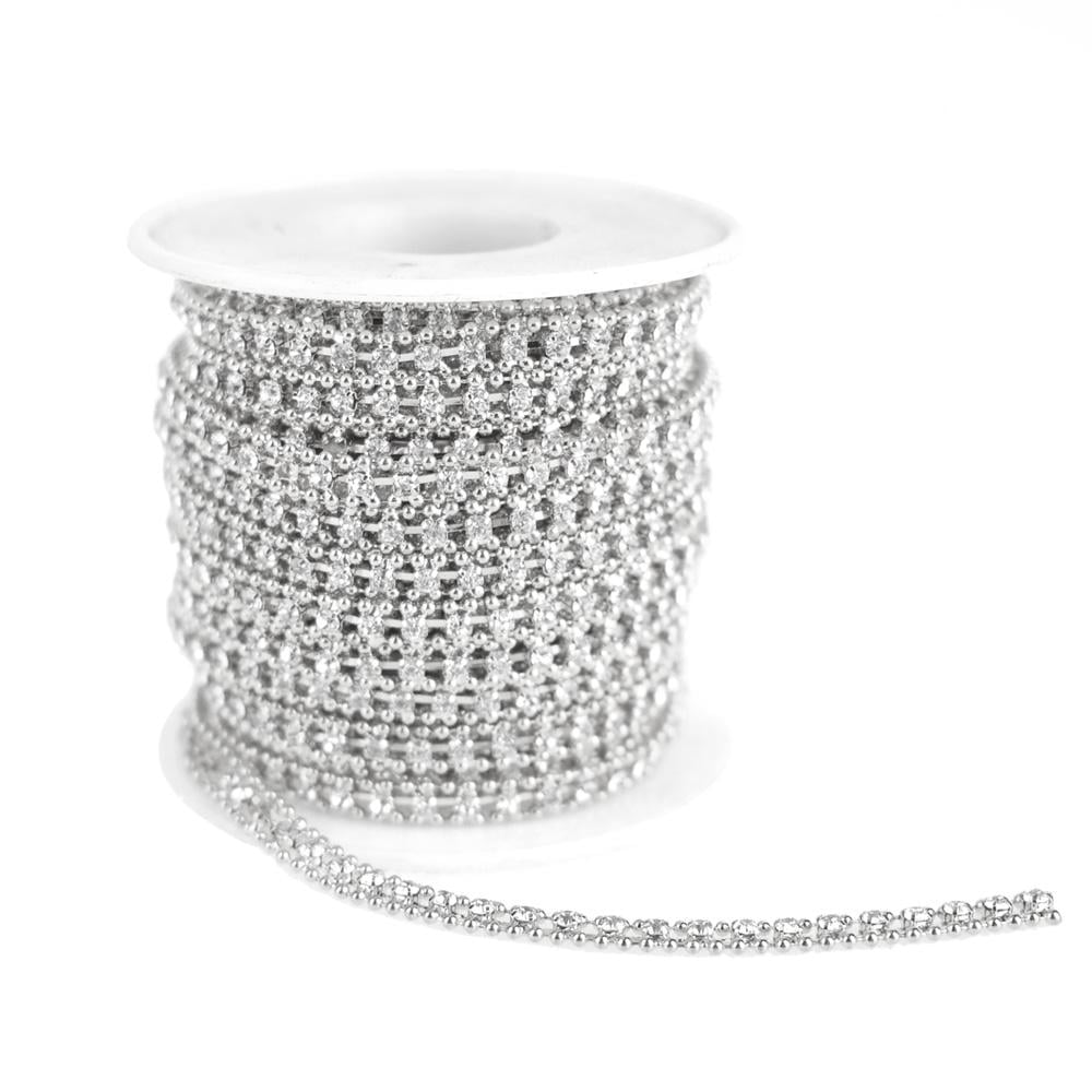Beaded Edge Diamond Rhinestone Link Roll, Silver, 5mm, 9-Yard - Walmart.com