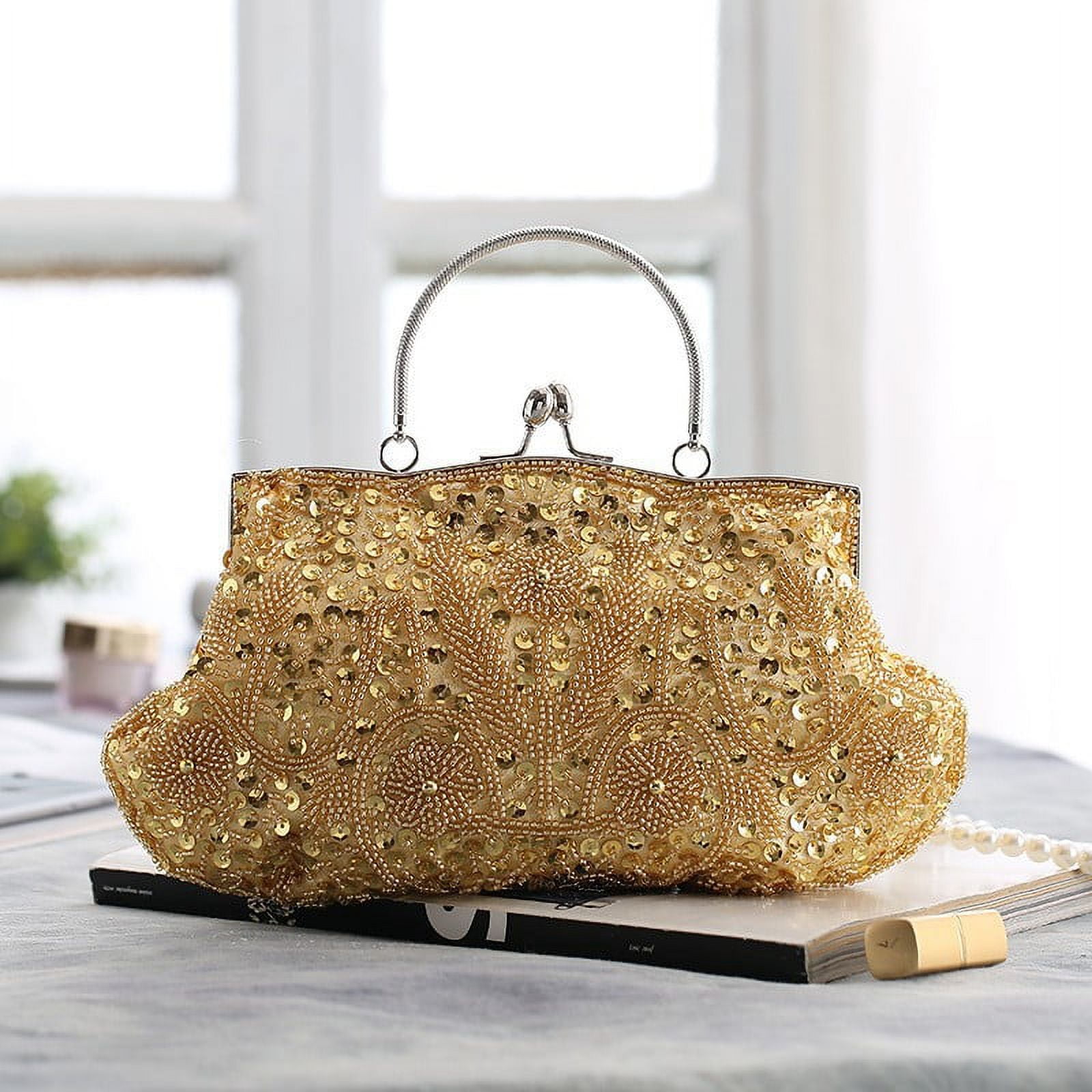 Beaded Evening Bag – Dumpling-Shaped Satin Purse – Vintage Bride ...