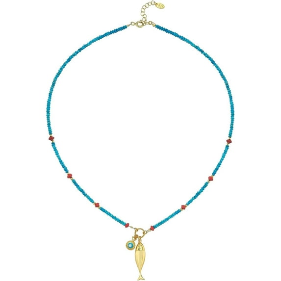 Beaded Fish Necklaces for Women,Fish Charm Pendant Crystal Necklace ...