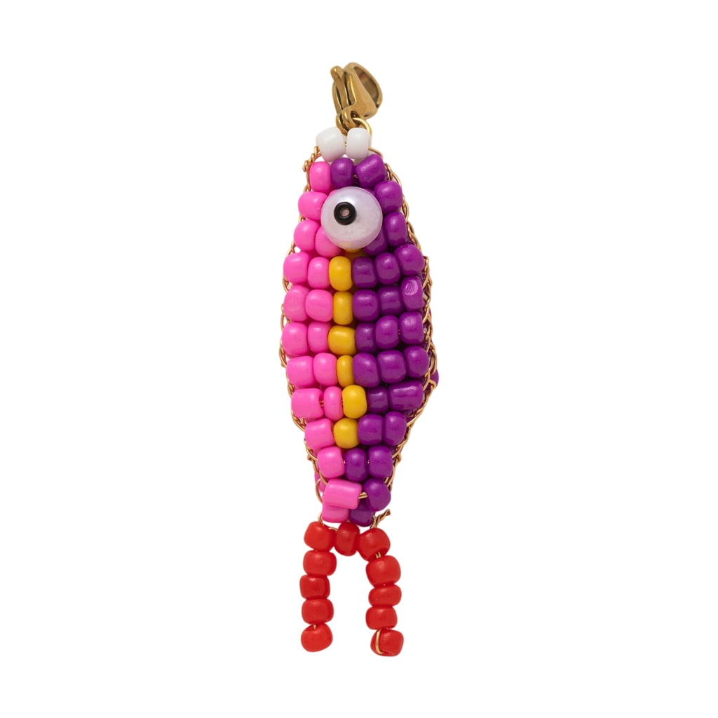 Beaded Fish Shape Keychain with Rotating Lobster Claws Clip Handmade ...