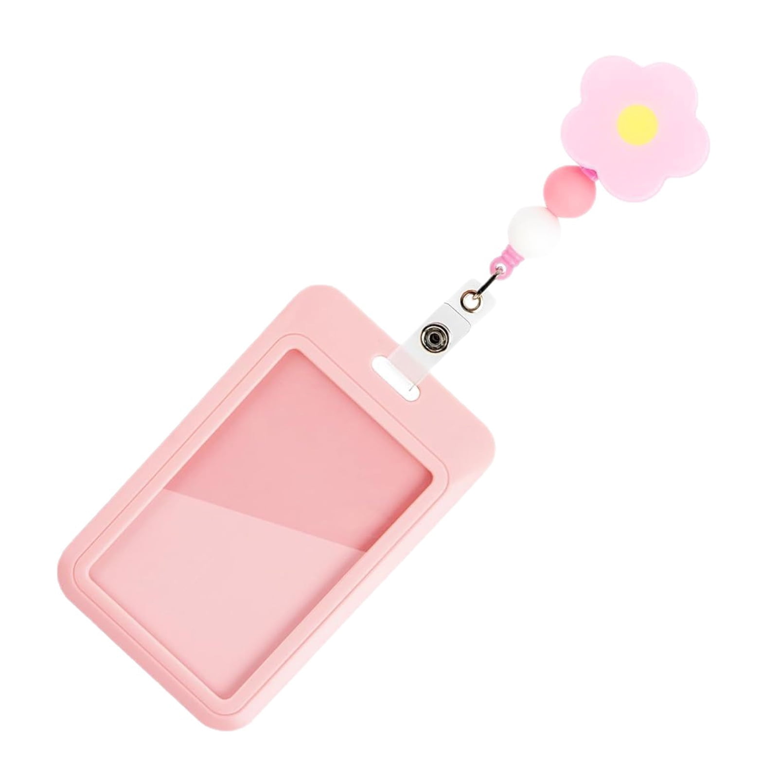 Beaded Flower Clear Card Holder Retractable ABS Badge Waterproof ...