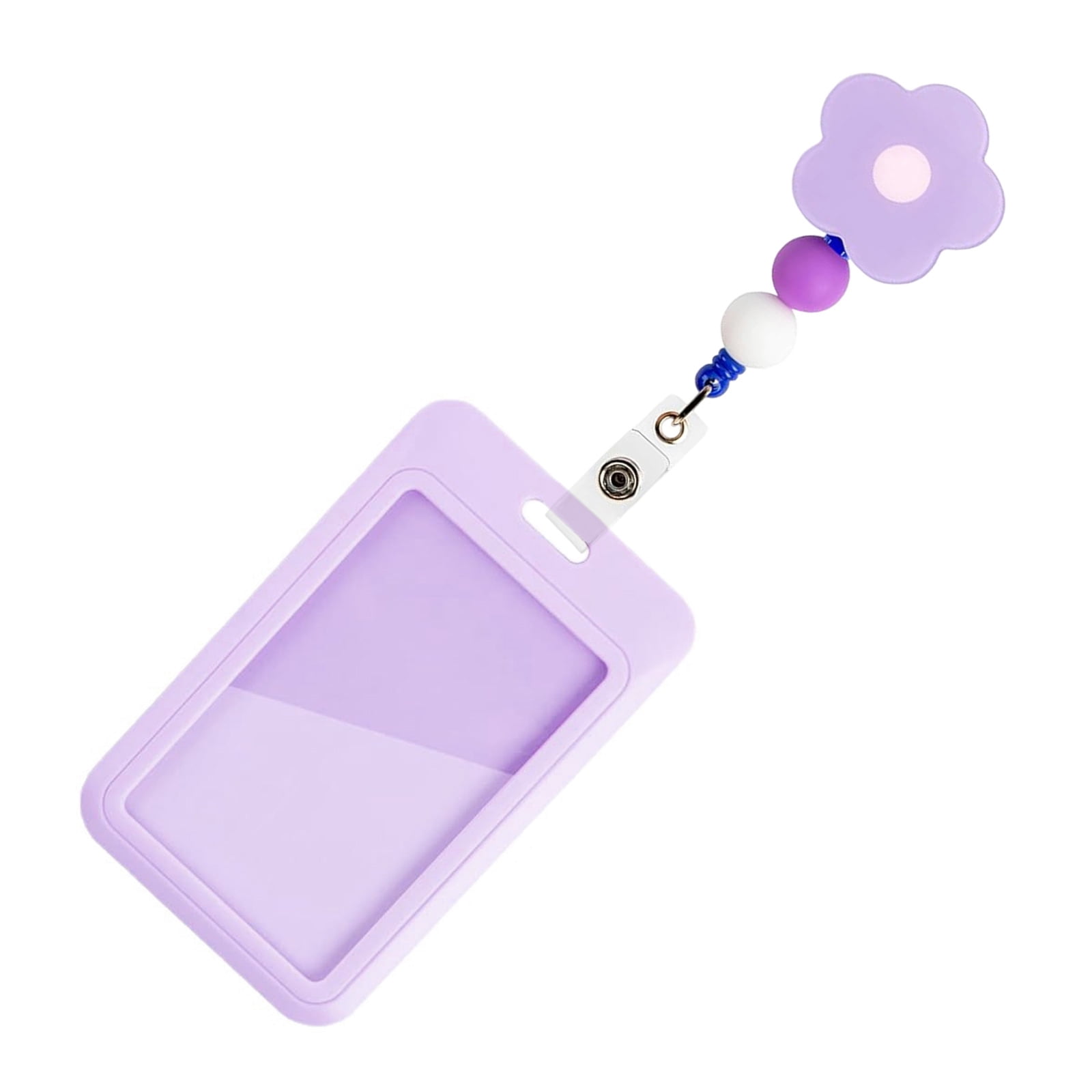 Beaded Flower Clear Card Protector Waterproof Retractable ABS Badge ...