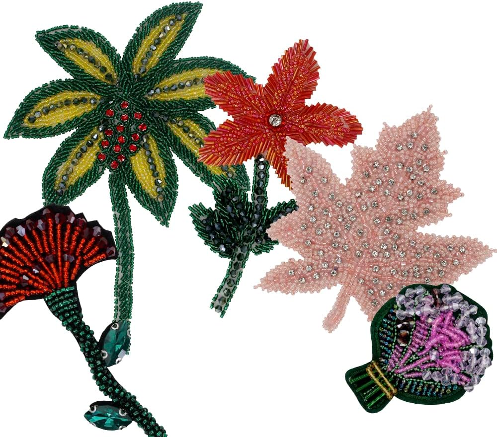 Beaded Flower Patches Carnation Applique Embroidered Applique Sew on ...