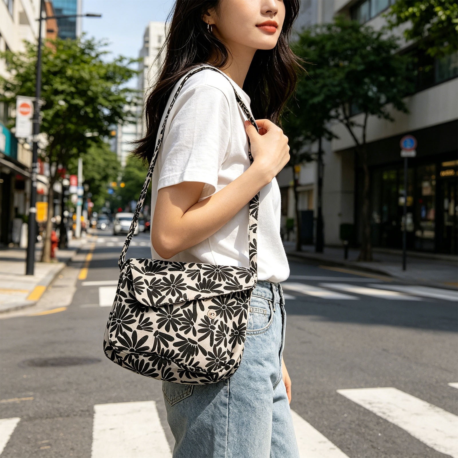 Beaded Flower Shoulder Bag Handmade Texture Underarm Bag Versatile ...