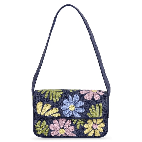 Beaded Flower Shoulder Bag – Handmade Texture Underarm Bag – Versatile ...