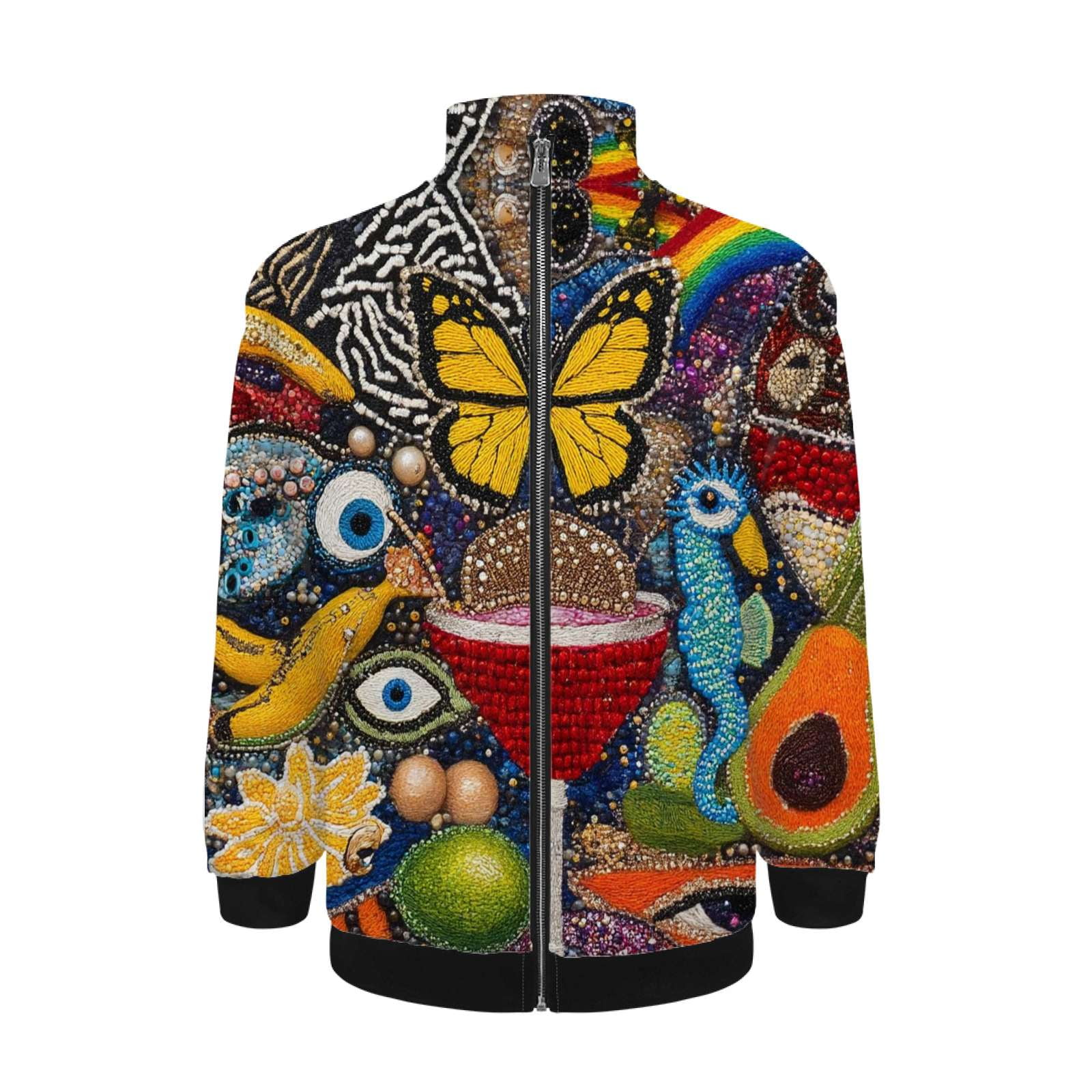 Beaded Fruit Cocktail Vibrant Art Jacket Men's Street Cool Long Sleeves ...