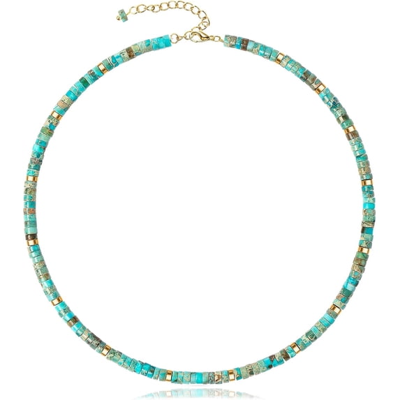 Beaded Gemstone Necklace for Women: Boho Bead Choker Natural Stone ...
