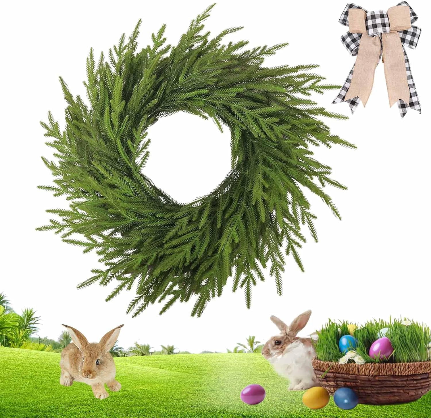 Beaded Grass Wreath,Bead Grass Greenery Wreath for Front Door, 106 ...