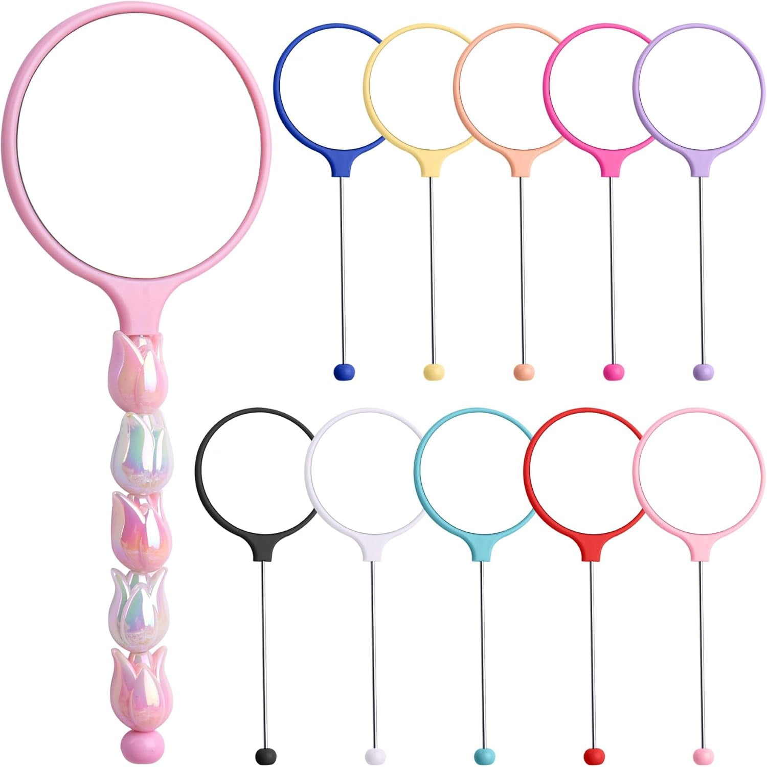 Beaded Handheld Round Mirrors 10 Pack Mini Mirrors for Travel DIY ...