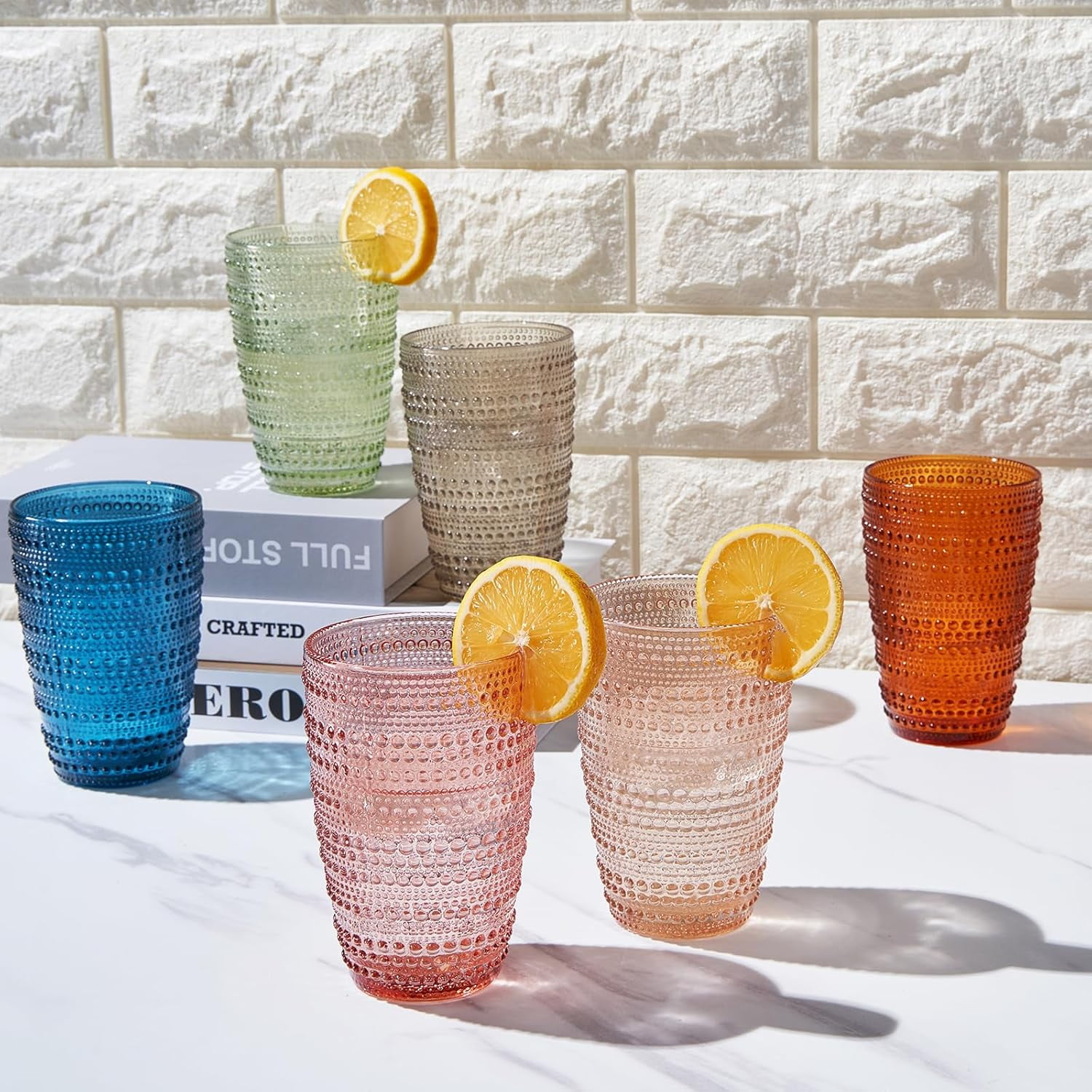Beaded Highball Tumbler Drinking Glasses Set | Set of 6 | Vintage ...