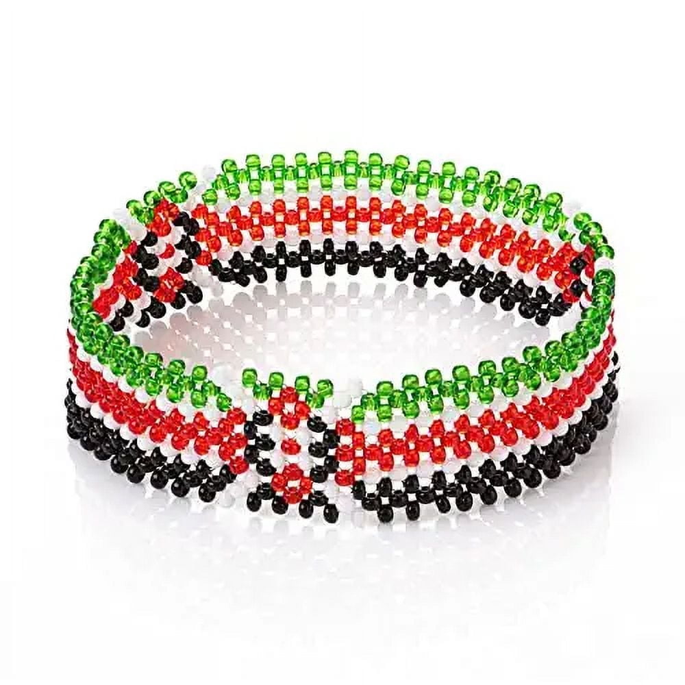 Beaded Kenya Bracelets for Men & Women - Non-Elastic Threaded Glass ...