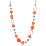 Beaded Long Necklace for Women Silver Sweater Chain Necklace with ...
