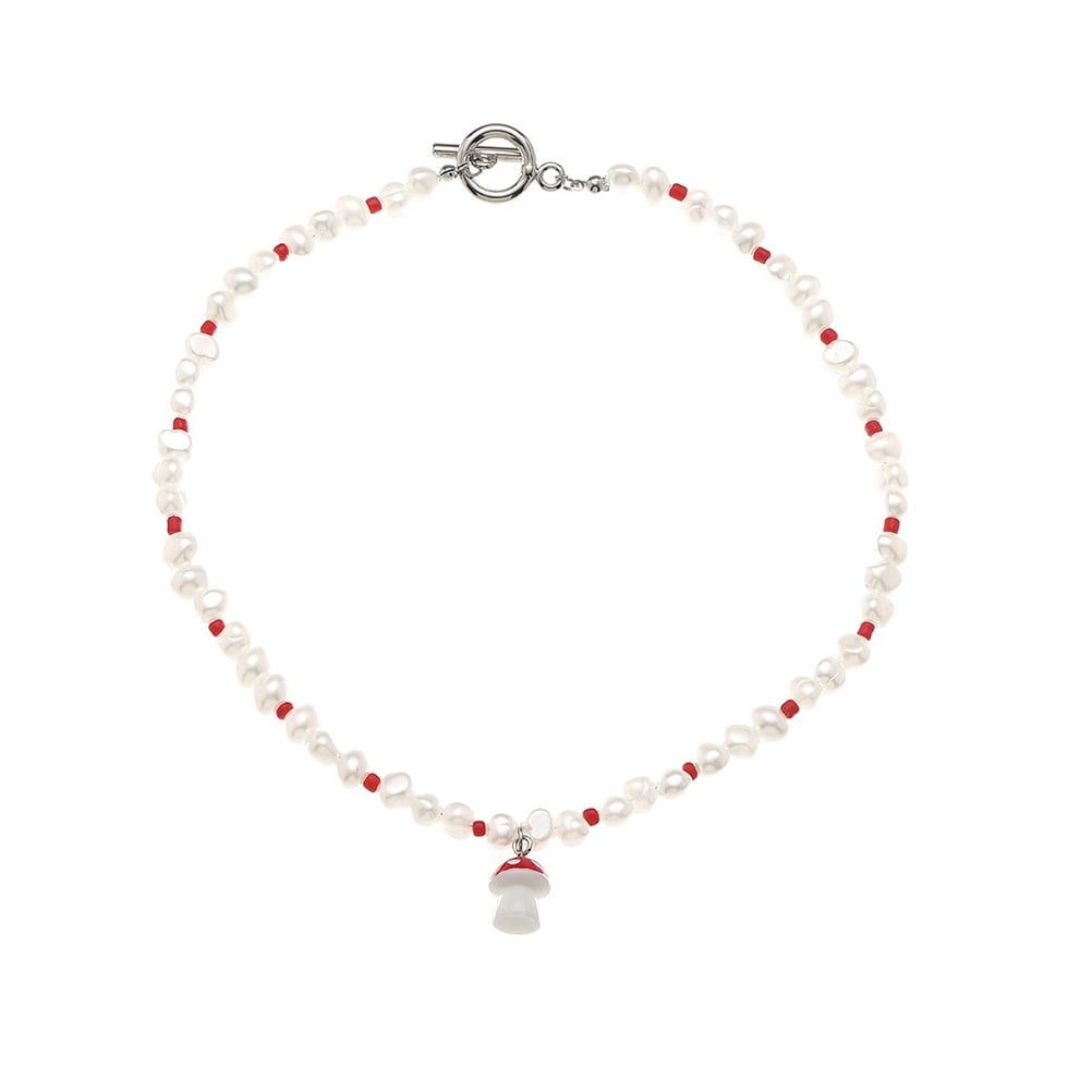 Beaded Necklace Mushroom Neck Pendant Simple Neck Chain Women Neck ...