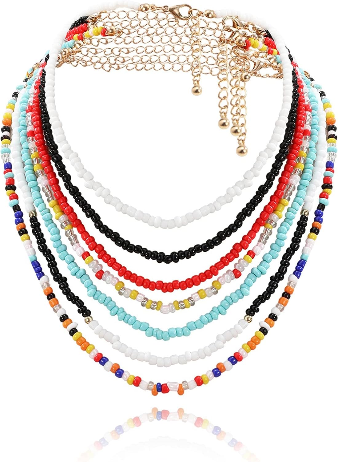 Beaded Necklace, Necklaces for Women Long Bead Contrasting Beige Beads ...