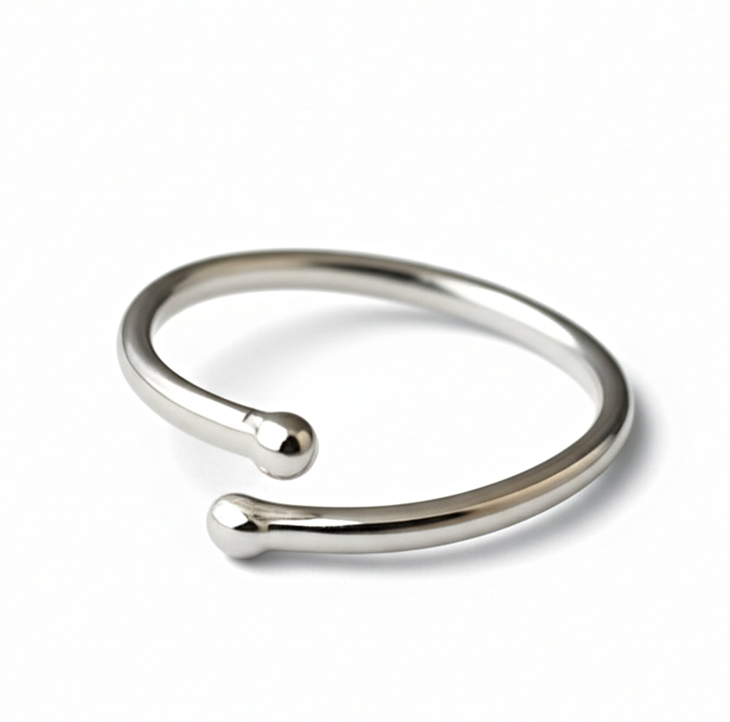 Beaded Open Wrap Ring, Solid 925 Sterling Silver, Minimalist Ball-End ...