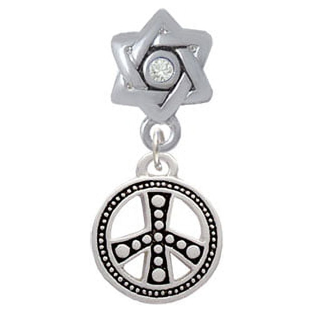 Beaded Peace Sign - Star of David with Clear Crystal Charm Bead ...