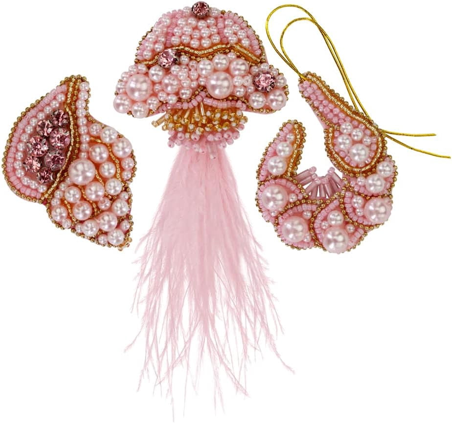 Beaded Pink Lobster Patches Pearls Conch Badges Crystal Jellyfish Sew ...