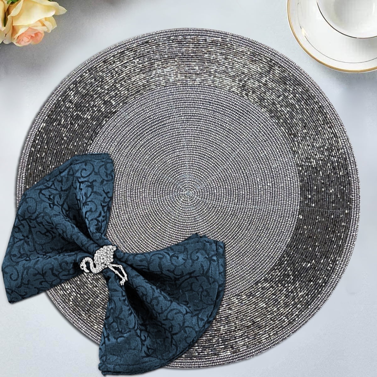 Beaded Placemats Set of 4 for Dining Table, Table Placemats, 14 Inches ...