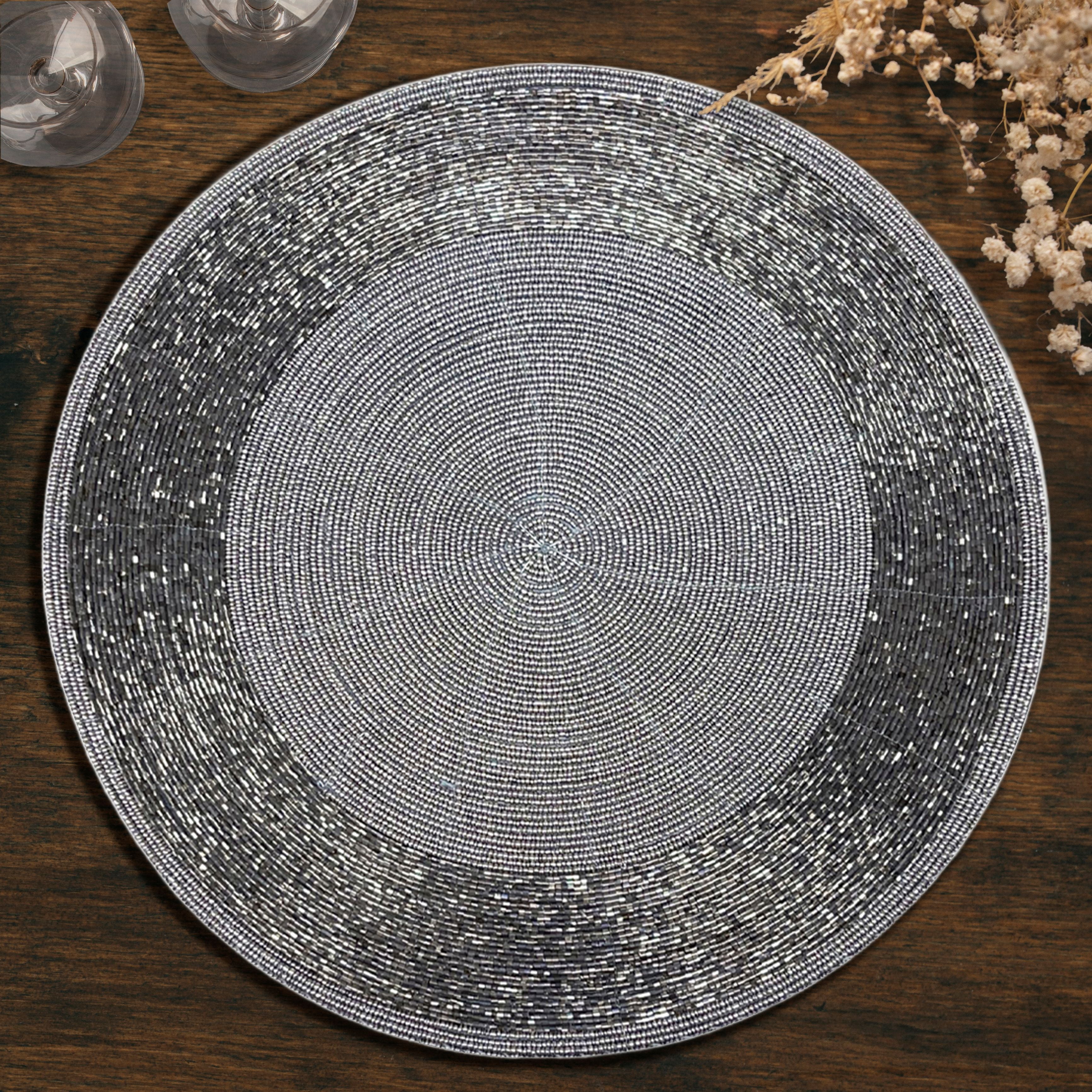 Beaded Placemats Set of 8 for Dining Table, Table Placemats, 14 Inches ...