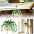 Beaded Plant Hanging Charm Faux Greenery Crystal Pendant for Car ...