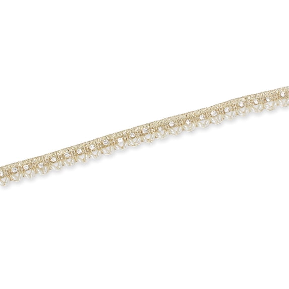 Beaded Rhinestone Fabric Trim 1/2 Inch Lightweight Metallic Corded ...