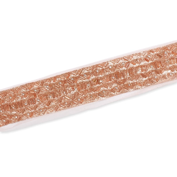 Beaded Rhinestone Fabric Trim 1.25 Inch Iron On Glitter Single Fold ...