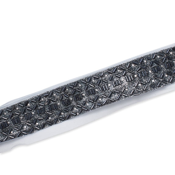 Beaded Rhinestone Fabric Trim 1.25 Inch Iron On Glitter Single Fold ...