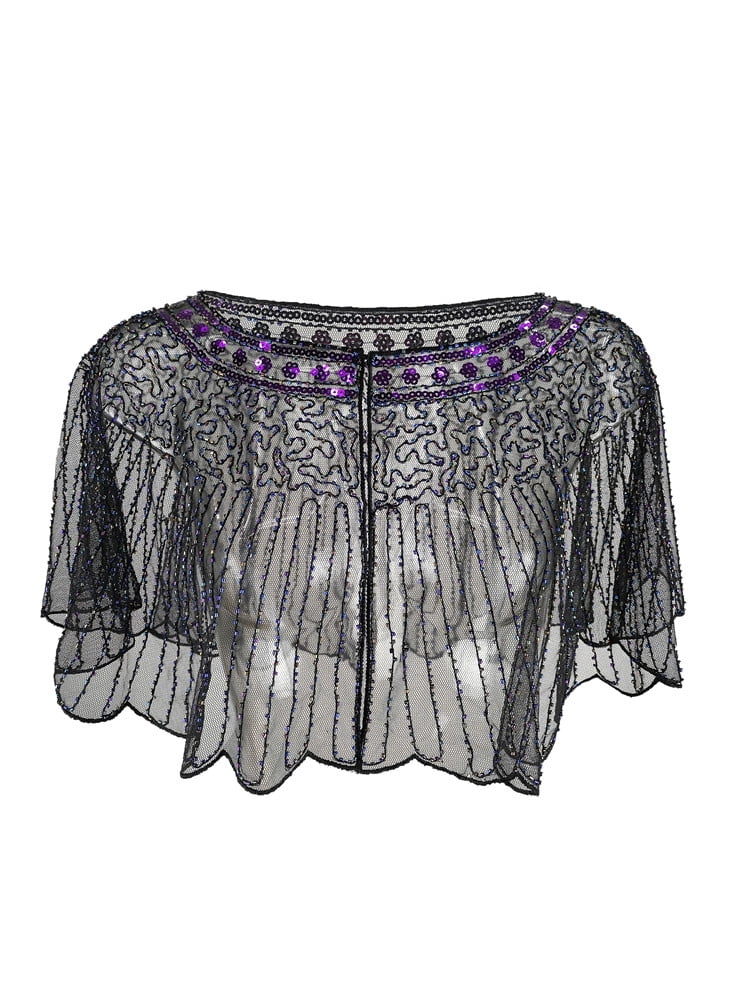 Beaded Sequin Vintage Roaring 20's Themed Capelet Shawl Outfit Shirt ...