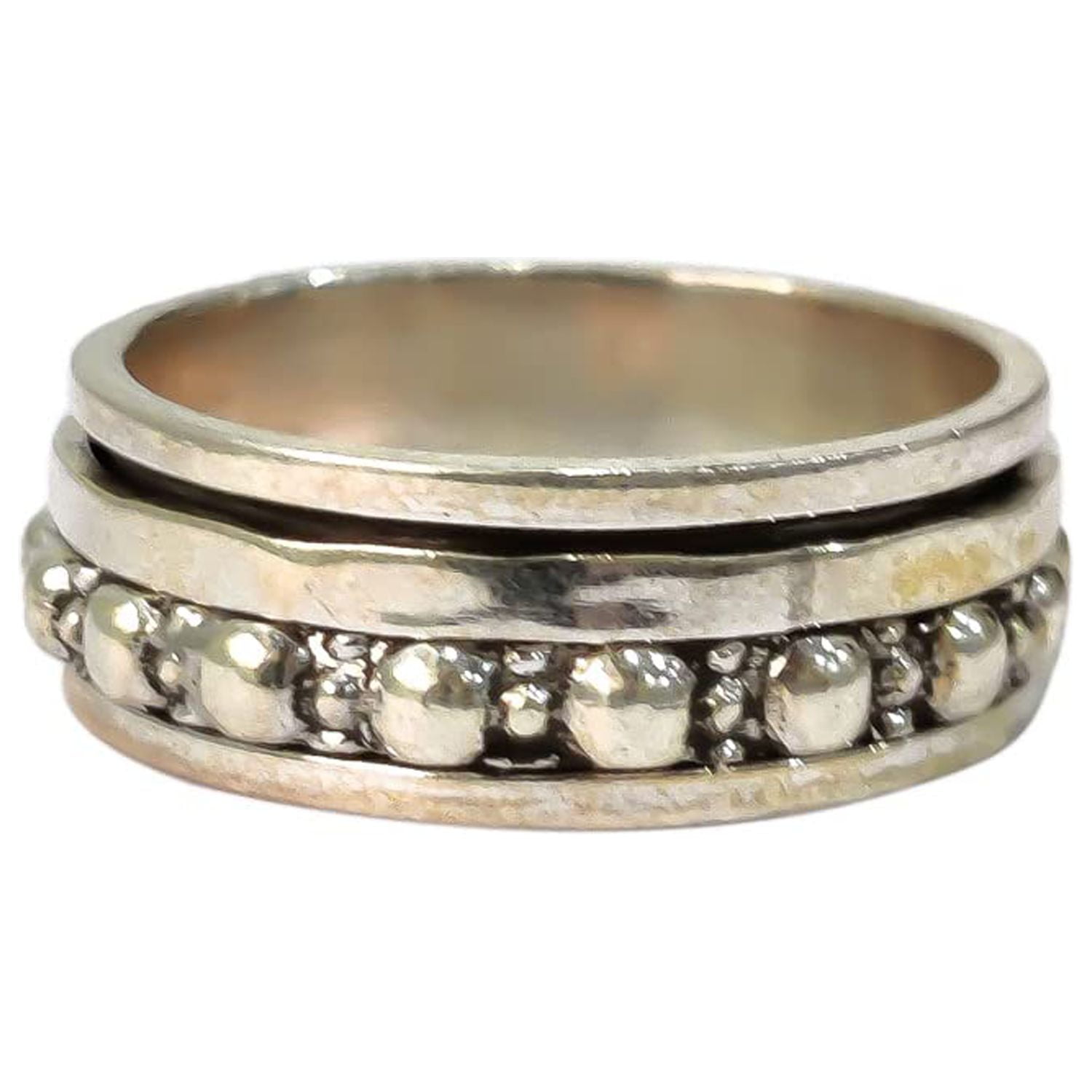Beaded Silver Spinner Band, Meditation Ring, 925 Sterling Silver Ring ...