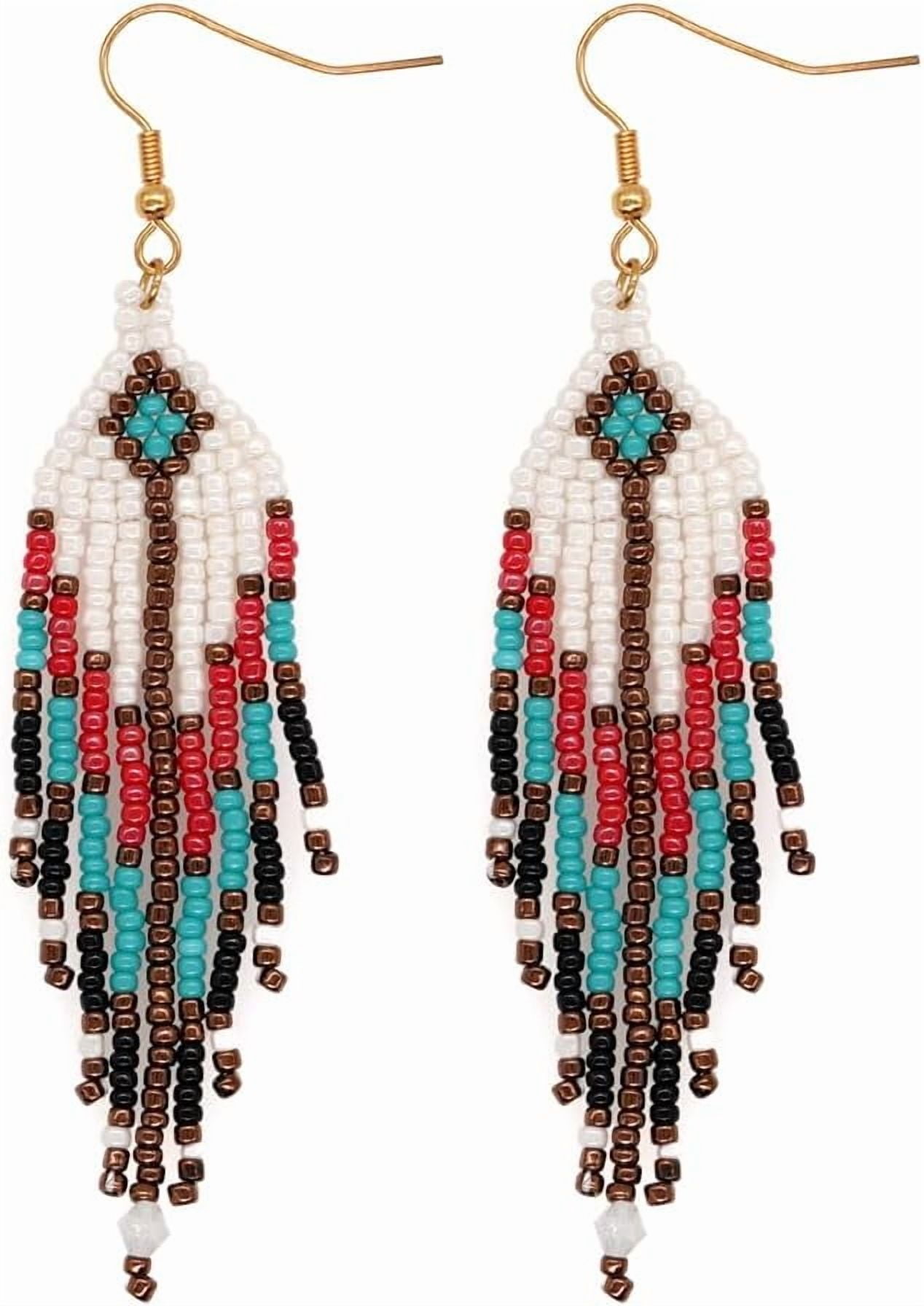 Beaded Tassel Dangling Earrings For Women,Boho Long Festive Jewelry ...
